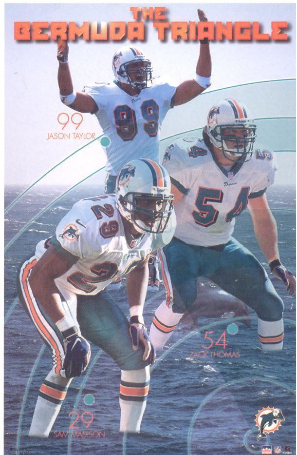 2001 Miami Dolphins Collage Bermuda Triangle Original Starline Poster ...
