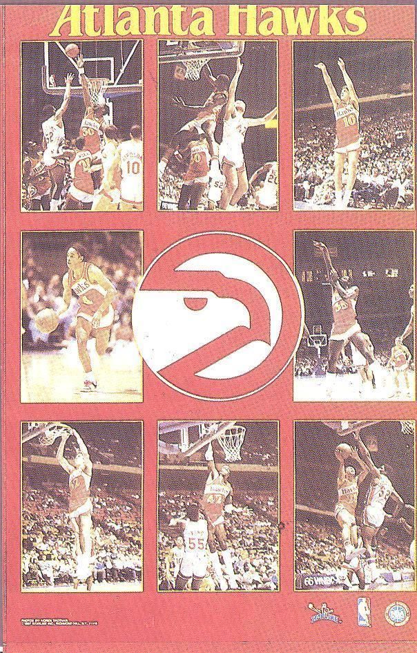 1989 Atlanta Hawks Collage Original Starline Poster OOP Wilkins Rivers ...